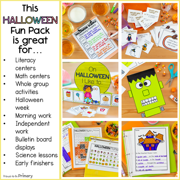 Halloween Fun Pack - Centers, Games, Science Experiments and Worksheet ...