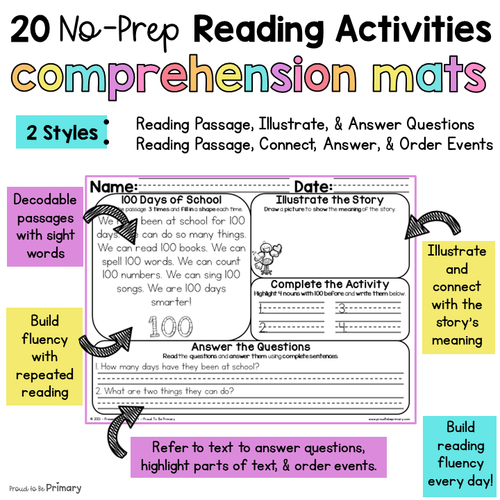 February Reading Comprehension Passages: Daily Comprehension Mats