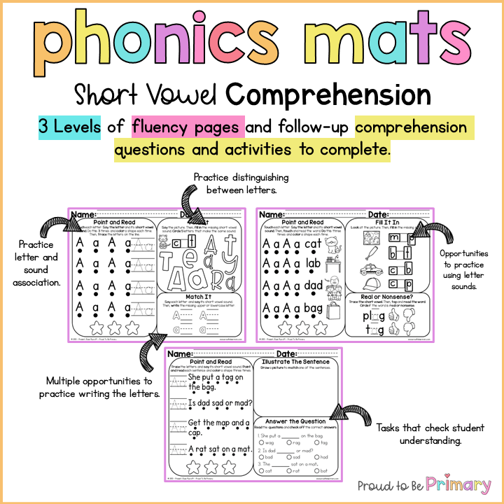 Short Vowel Worksheets & Fluency Passages - Short Vowel Sounds Activit ...