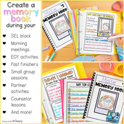 End of the Year SEL Memory Book Cover & Writing Prompts 1st-3rd Grades