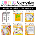 Dolch Sight Word List Practice Activities & Word Work Pre-Primer-3rd S