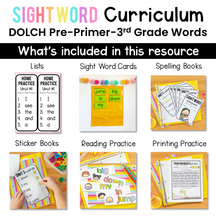 Dolch Sight Word List Practice Activities & Word Work Pre-Primer-3rd S