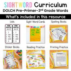 Dolch Sight Word List Practice Activities & Word Work Pre-Primer-3rd S