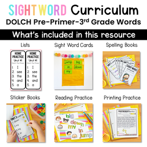 Dolch Sight Word List Practice Activities & Word Work Pre-Primer-3rd S