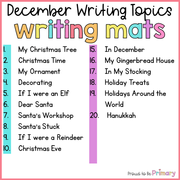 December Christmas Holiday Writing Center Activities Prompts Paper Mor