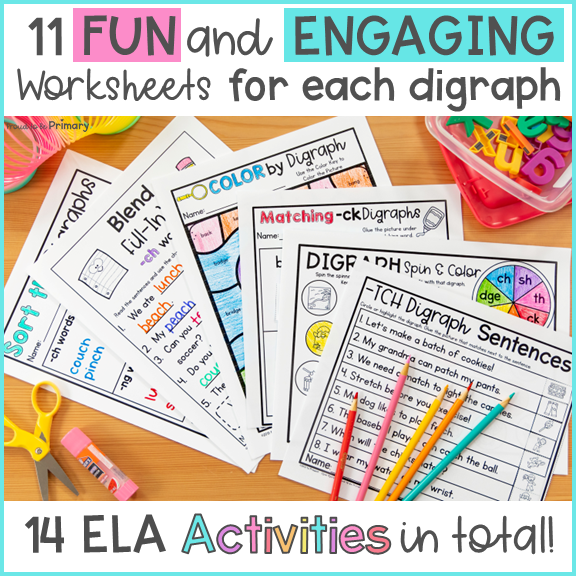 Ending Digraph Worksheets, Word Work, & Readers: ch, th, sh, ck, tch ...