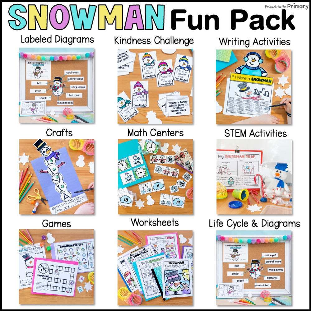 Sneezy the Snowman Name Soup Craft Template Math Roll How to Build a S