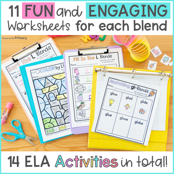 Beginning Consonant Blends Worksheets & Word Work: bl, cl, fl, gl, pl ...