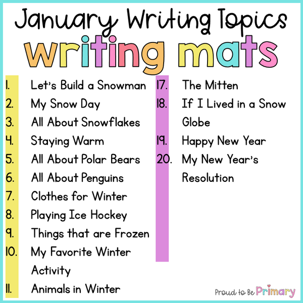 January New Years Winter Writing Center Prompts Paper Morning Work Act