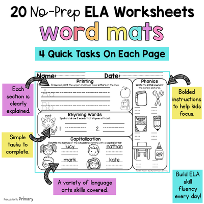 Morning Word Work Activities - No-Prep Spelling & Sight Word Practice