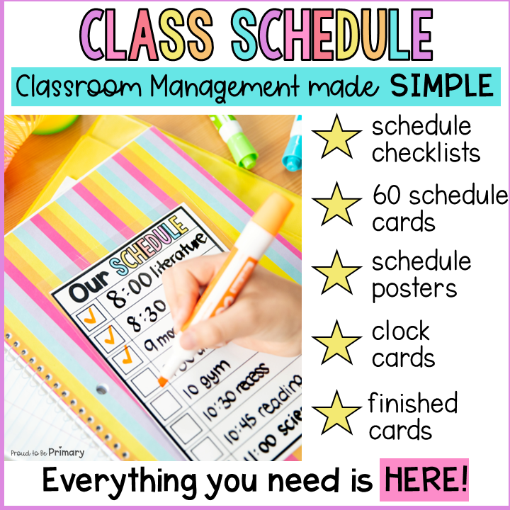 Classroom Schedule Cards – Proud to be Primary