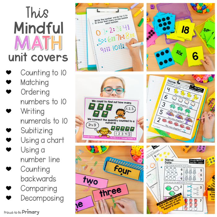 Grade 1 Math Counting Numbers to 10 First Grade Math Centers Posters A