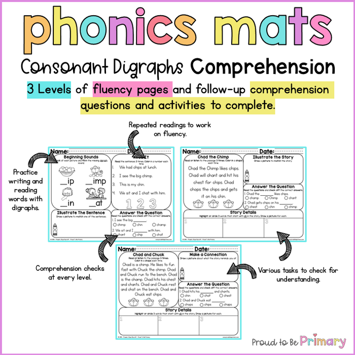 Consonant Digraphs Worksheets & Fluency Passages - Phonics & SOR Activ