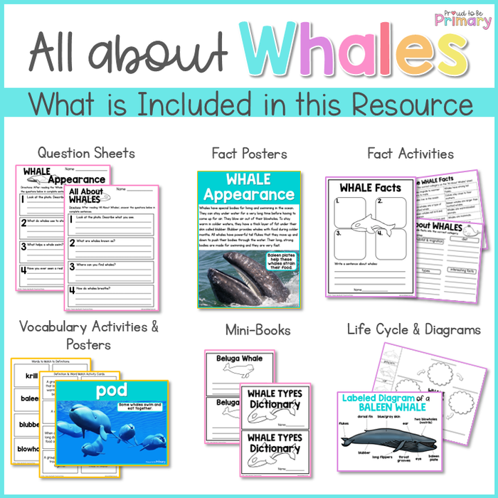 Whale Life Science Unit Lessons, Activities, Craft, Project - Orca & B