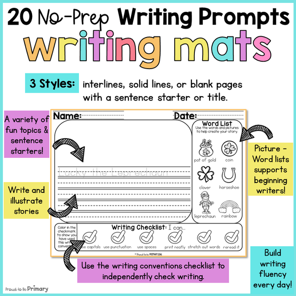 March St Patricks Day Spring Writing Center Prompt Paper Morning Work