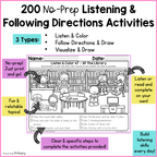 Listening & Following Directions - Read & Draw - Morning Work Activiti