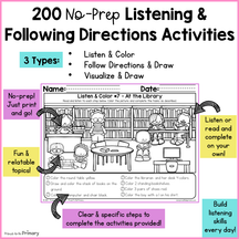 Listening & Following Directions - Read & Draw - Morning Work Activiti