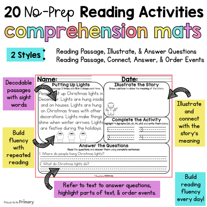 December Reading Comprehension Passages: Daily Comprehension Mats