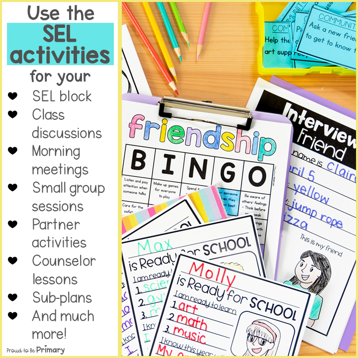 Back to School Social Emotional Learning Activities for K-2 – Proud to ...