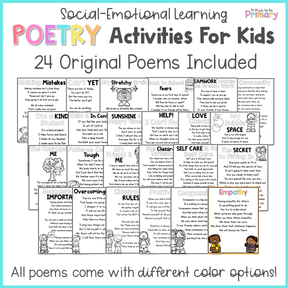 SEL Poems & Writing Activities, Social Emotional Learning Worksheets P