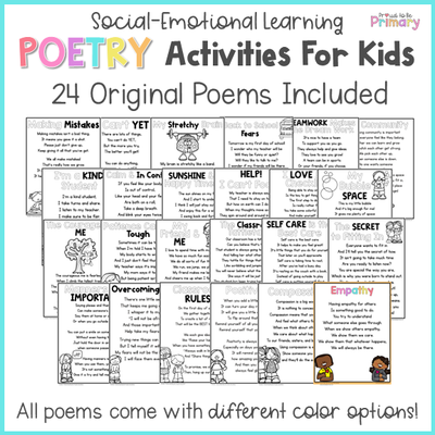 SEL Poems & Writing Activities, Social Emotional Learning Worksheets P