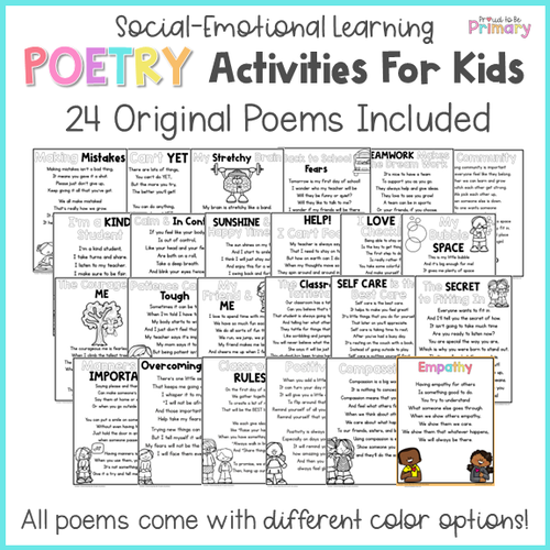 SEL Poems & Writing Activities, Social Emotional Learning Worksheets P
