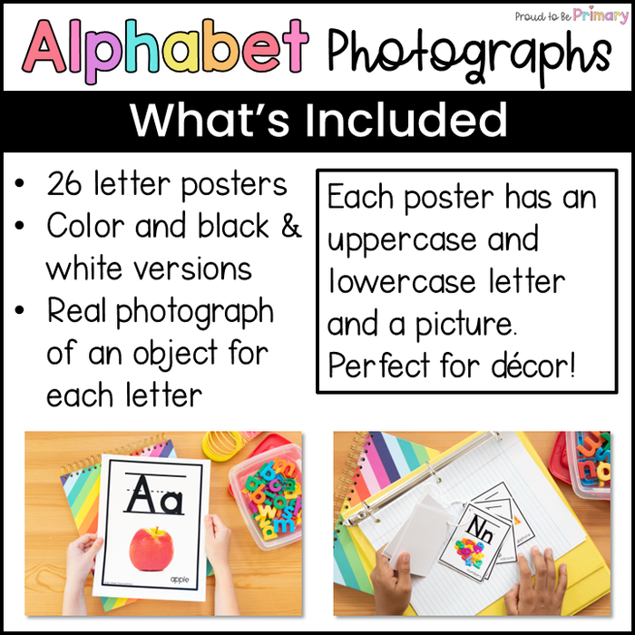 Letters of the Alphabet Posters With Real Pictures Bulletin Board Flas