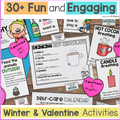 Winter Christmas Valentine SEL Activities Give Self-Love Friendship