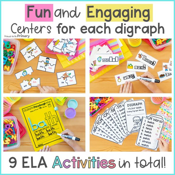 Ending Digraph Activities, Literacy Centers, Craft: ch, th, sh, ck, tc ...