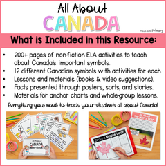 Canada & Canadian Symbols Unit - Social Studies and Language Arts