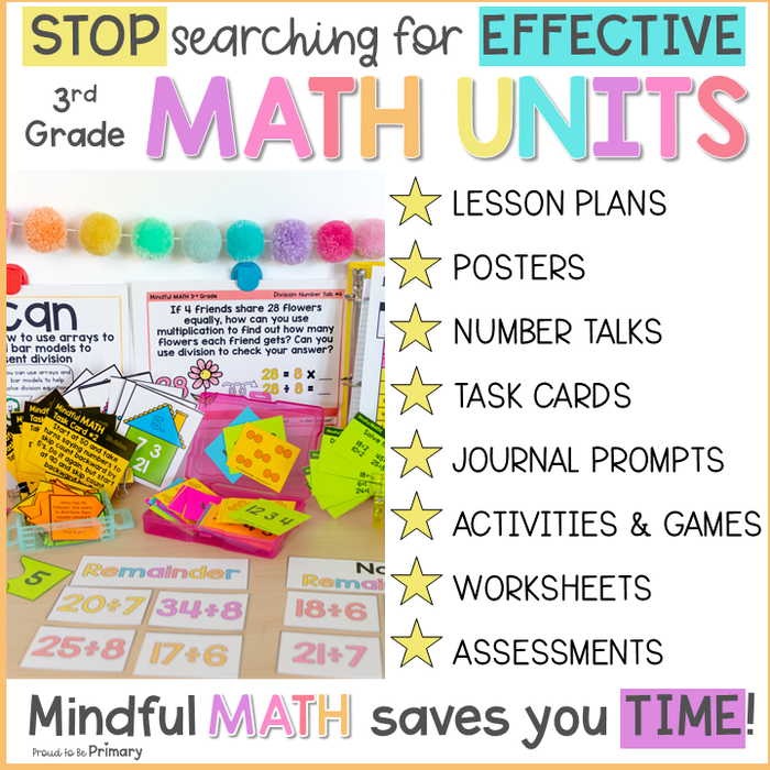 3rd Grade Division Math Unit - Fact Practice, Games, Math Centers, & W