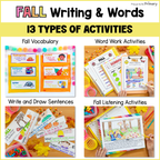 Fall Writing Paper Word Work Activity Worksheets, Pumpkin Template
