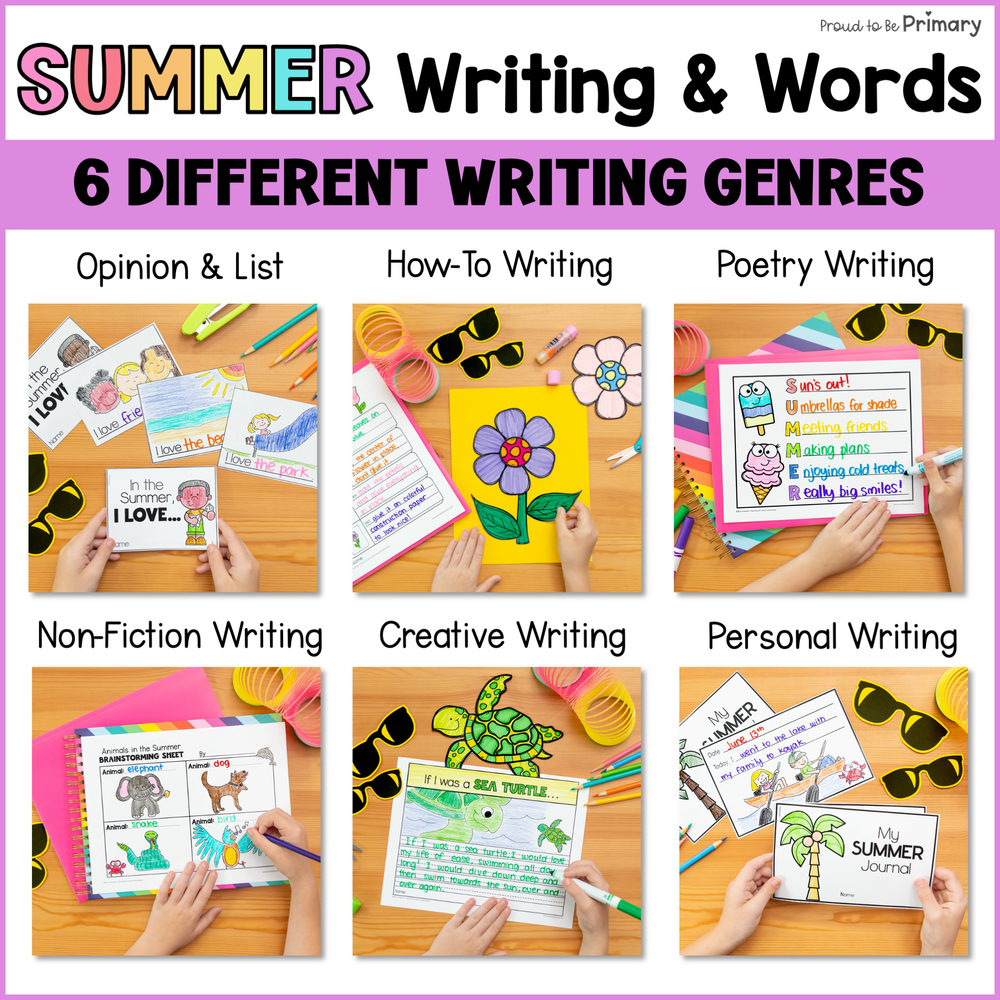 Summer End of Year Writing Prompt, Opinion, Creative, Poem Activities,