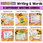Summer Writing Activities & Word Work - End of the Year Prompts, Poetr