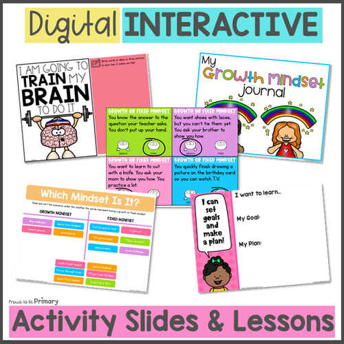 Growth Mindset Brain Digital Lesson Slides & Activities, Posters, Sort