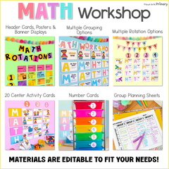 Math Bulletin Board & Math Stations - Guided Math Center Rotation - Ma