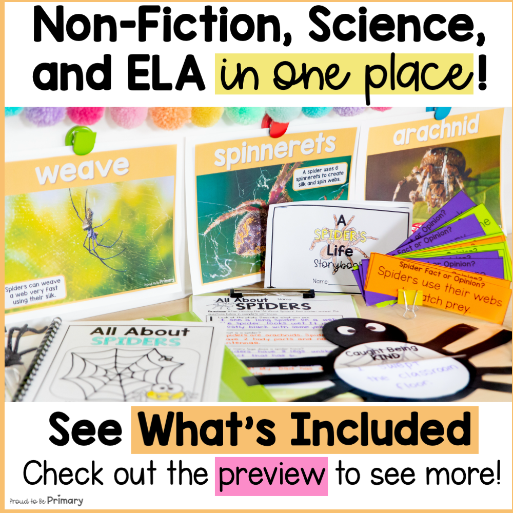 Spider Science & Non-Fiction ELA Unit – Proud to be Primary