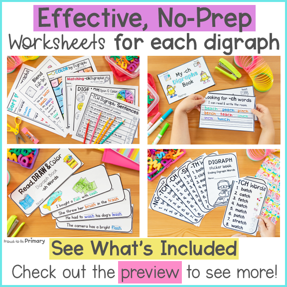 Ending Digraph Activities, Worksheets, Centers & Posters: ch, th, sh ...