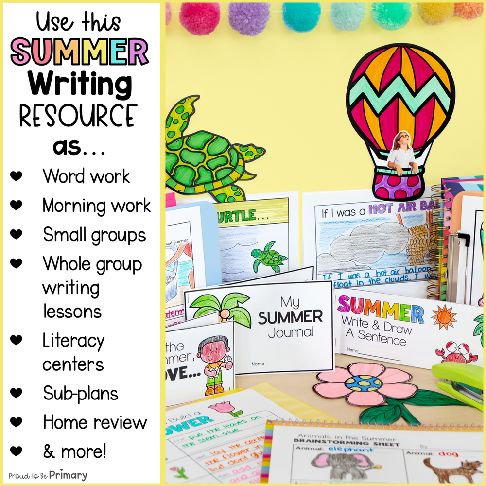 Summer End of Year Writing Prompt, Opinion, Creative, Poem Activities,