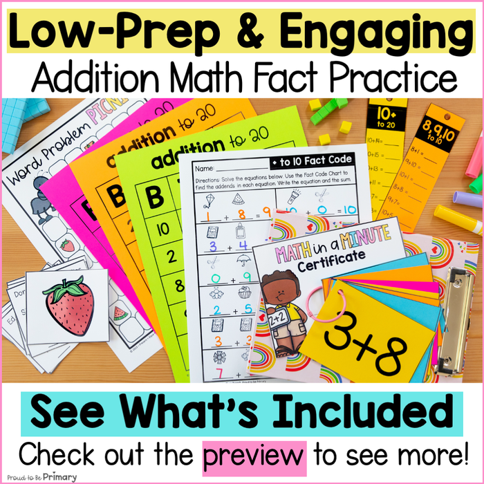 Addition Fact Fluency: Math Unit for Grades 1, 2, and 3