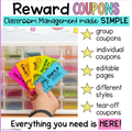 Student & Class Reward Coupons EDITABLE - Classroom Management