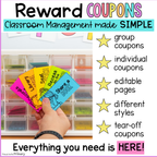 Student & Class Reward Coupons EDITABLE - Classroom Management