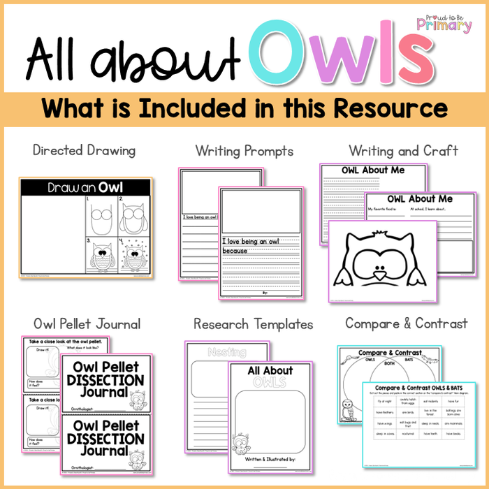 Owl Fall Unit, Science, Reading, Writing Activities, Craft, Barn Owls