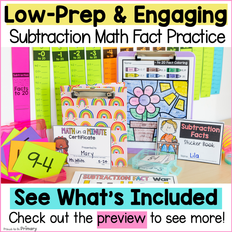 Subtraction Fact Fluency: Math Unit for Grades 1, 2, and 3