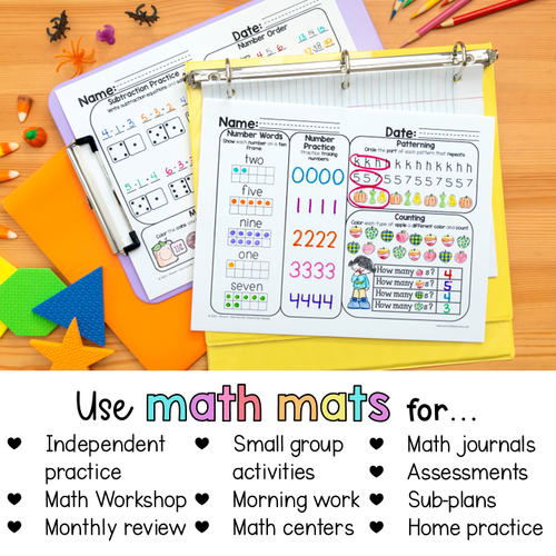 1st Grade 1 Math Worksheets Spiral Review Packets - Math Morning Work