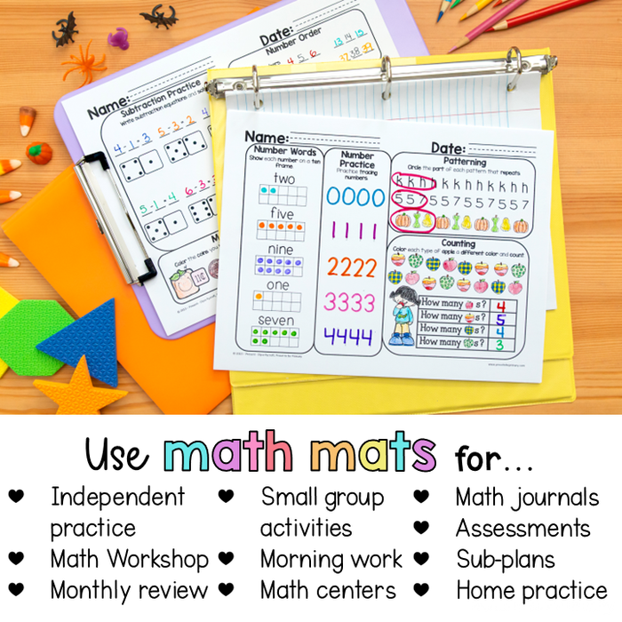 1st Grade 1 Math Worksheets Spiral Review Packets - Math Morning Work