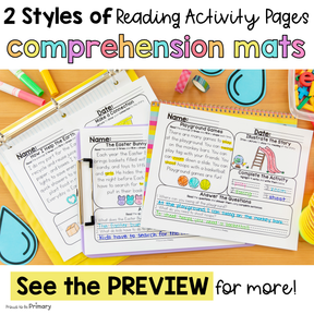 Spring Easter Earth Day Morning Work Reading Comprehension Passages Qu