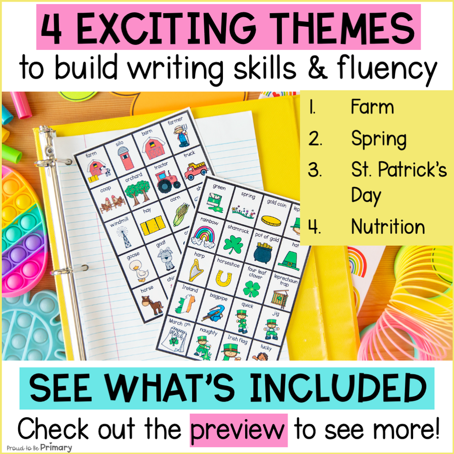 Spring Writing Center for K, 1st and 2nd Grade Classrooms