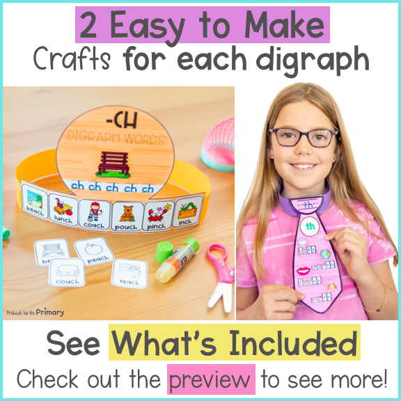 Ending Digraph Activities, Literacy Centers, Craft: ch, th, sh, ck, tc ...