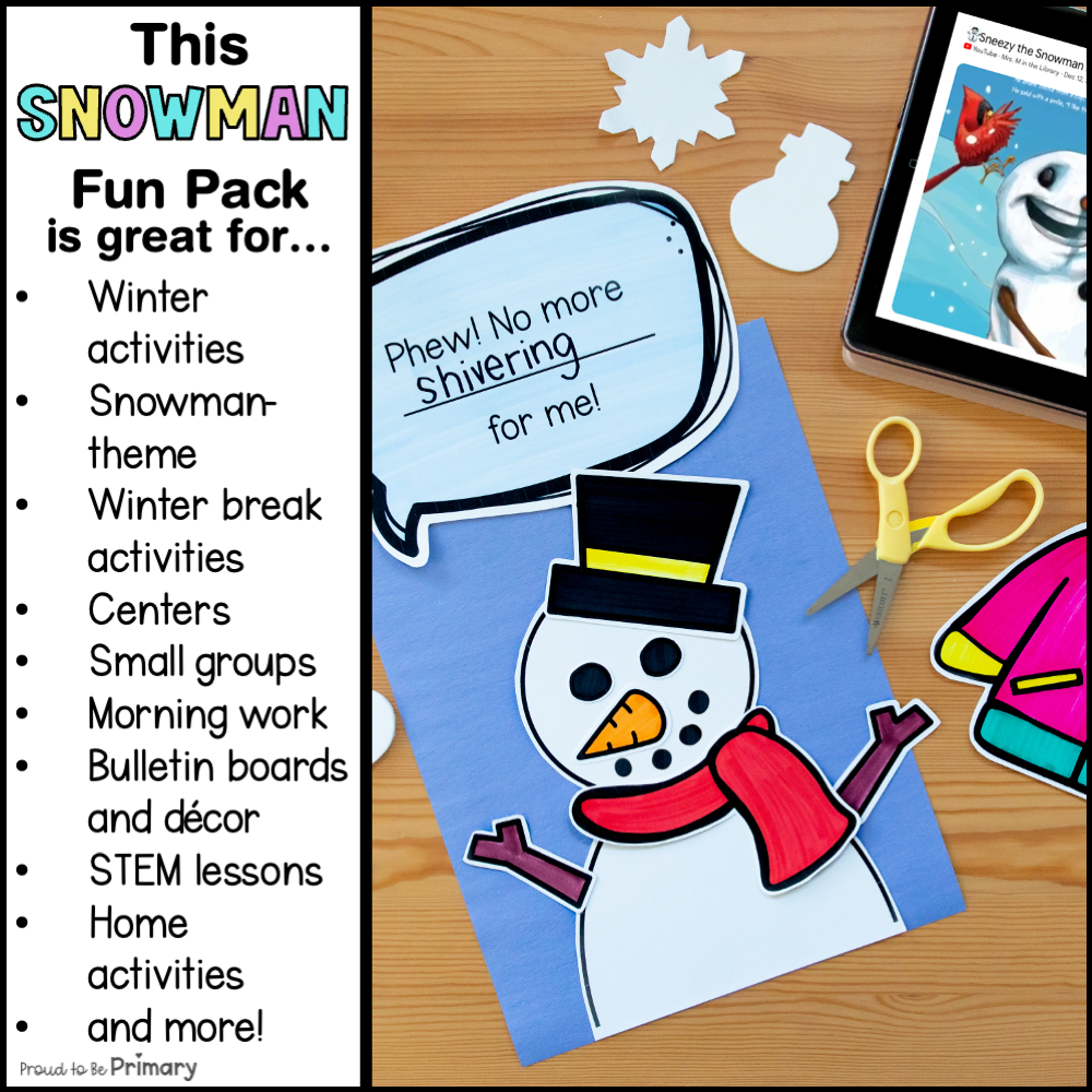 Sneezy the Snowman Name Soup Craft Template Math Roll How to Build a S